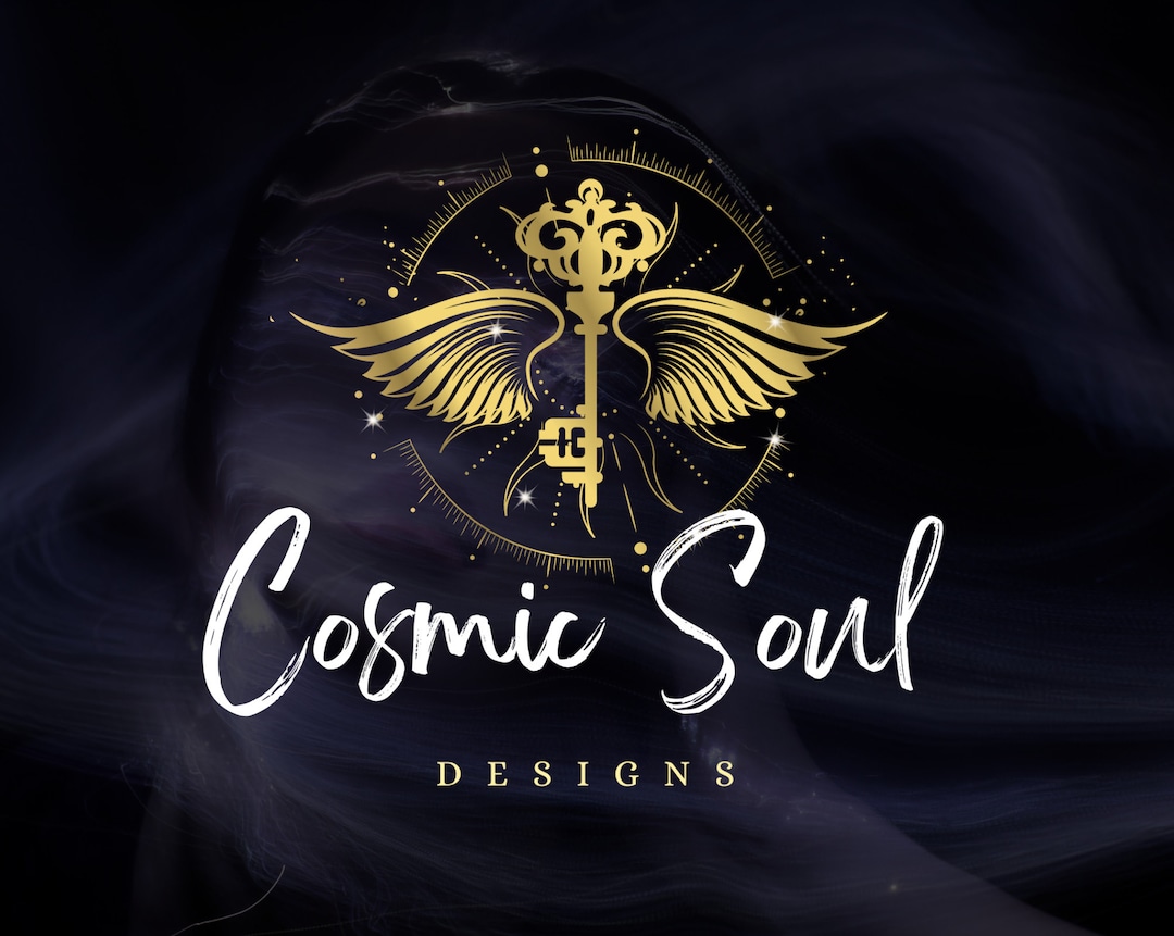 Wings and Key Logo, Gold Spiritual Logo, Angel Logo Design, Canva Brand ...