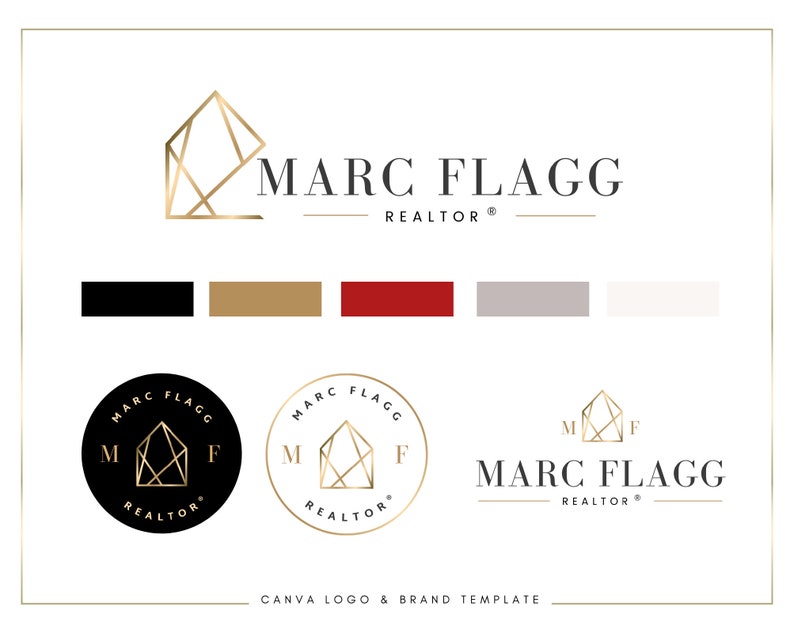 Gold Realtor Logo Design Gold Metallic House Logo Template - Etsy