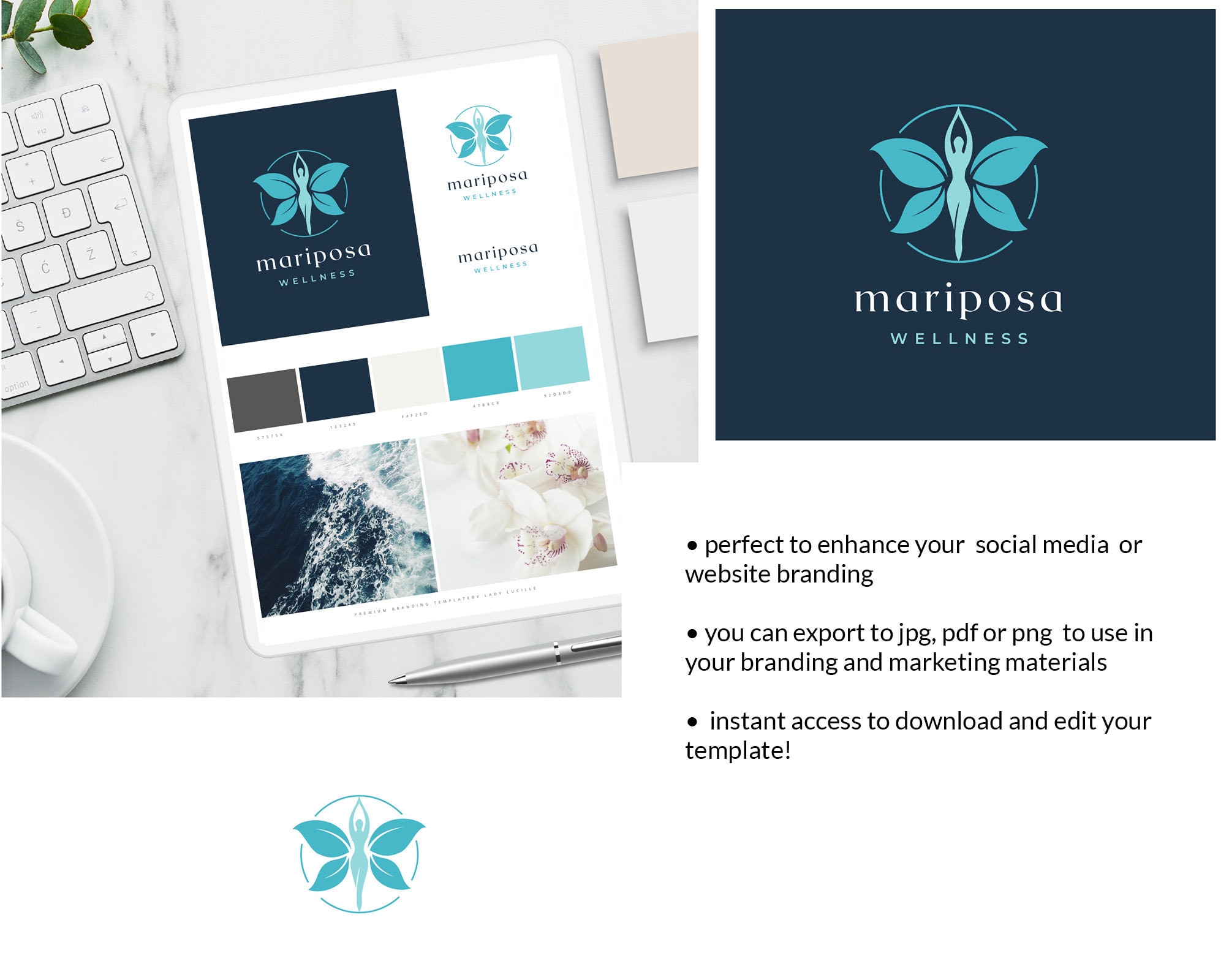 Butterfly Wellness Logo Template: DIY Branding Design (canva PDF) - Etsy