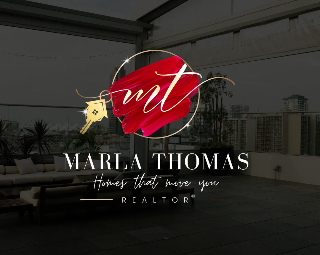 Realtor Logo Design, Red and Gold Key Real Estate Branding, Estate ...
