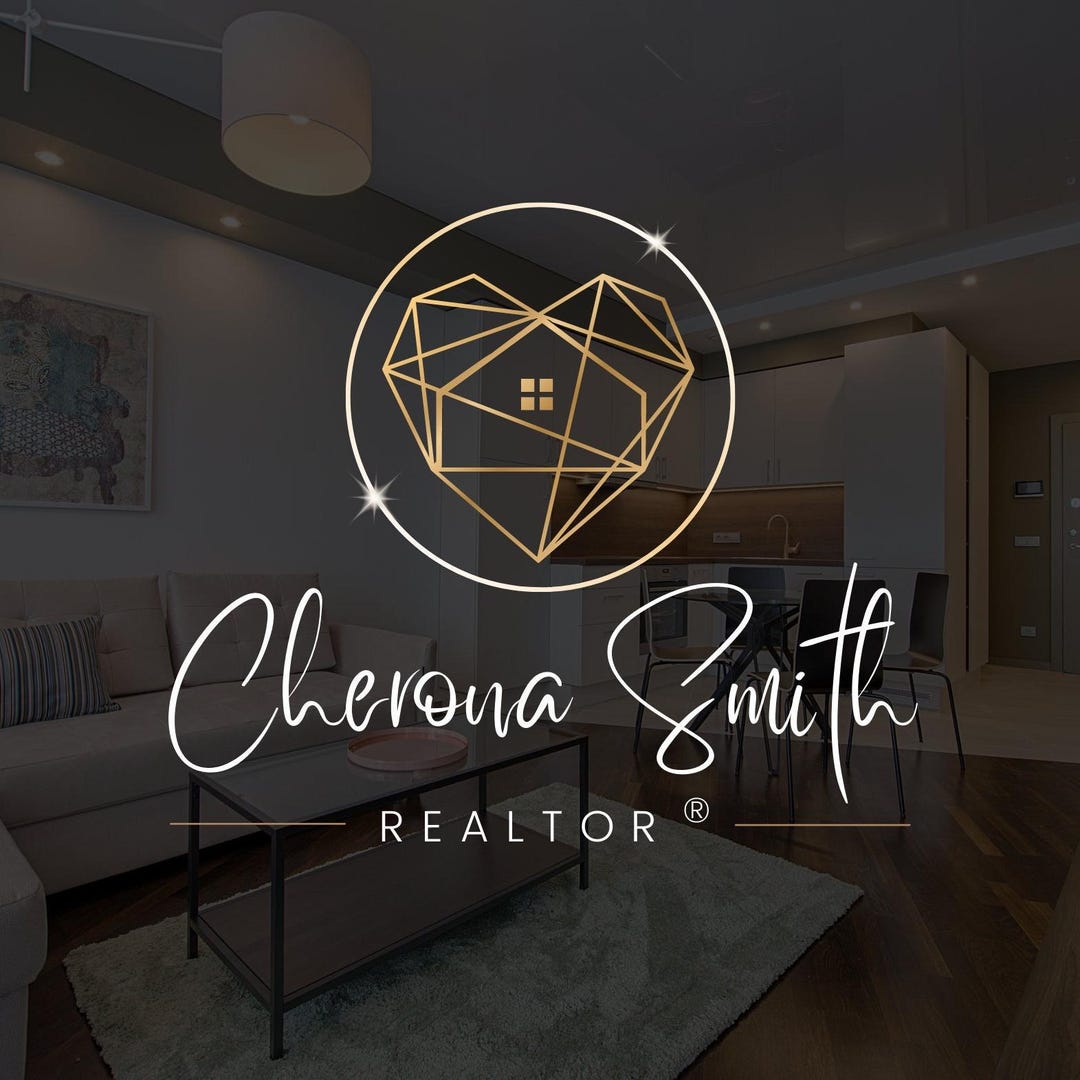 Realtor Logo Design Template: Geometric House Heart (canva, PDF) - Etsy