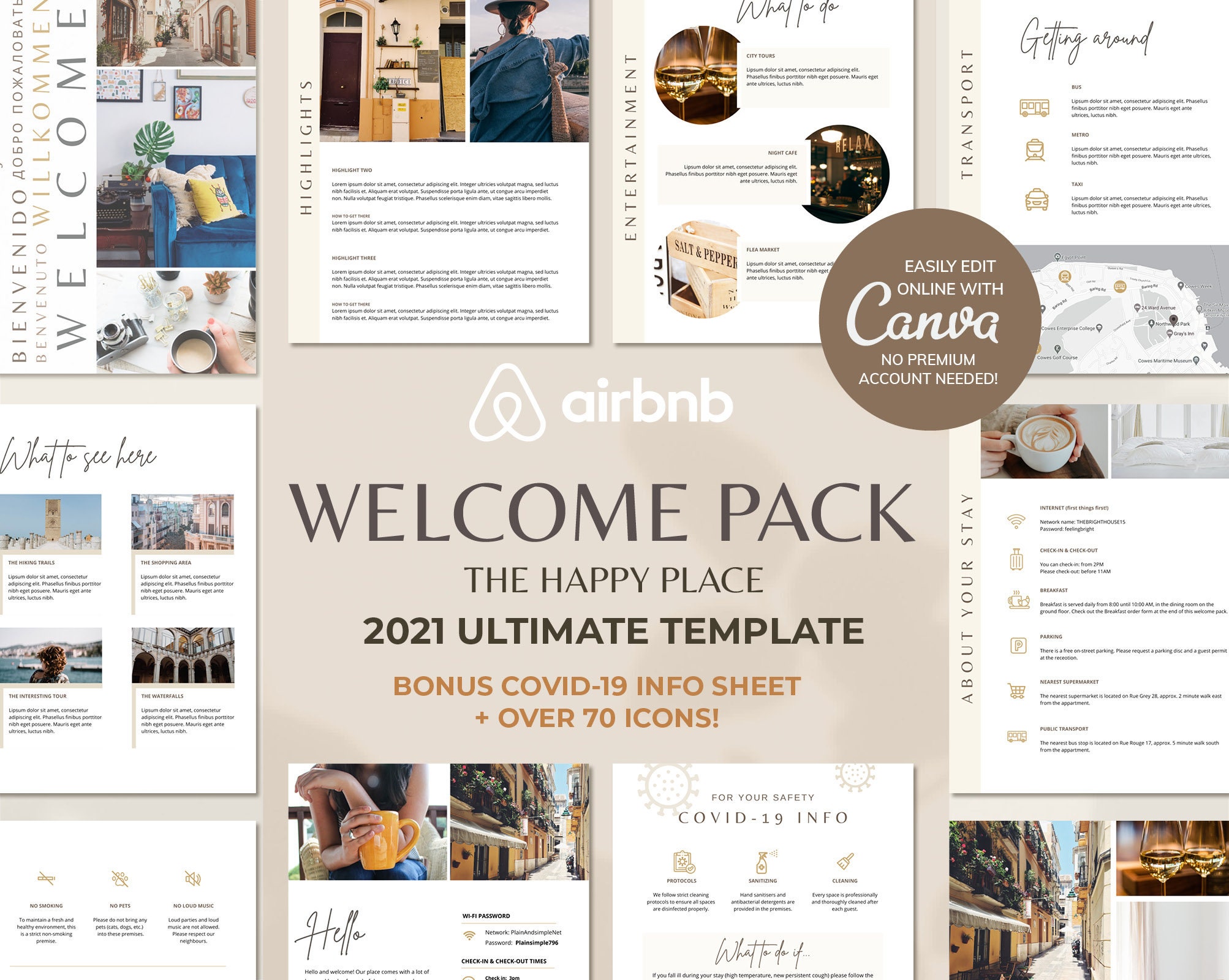 Airbnb Guest House Welcome Pack Canva Template The Happy | Etsy