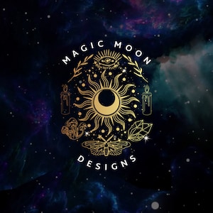 Witchy Celestial Logo Design: Gold Moon Branding Template (canva) - Etsy
