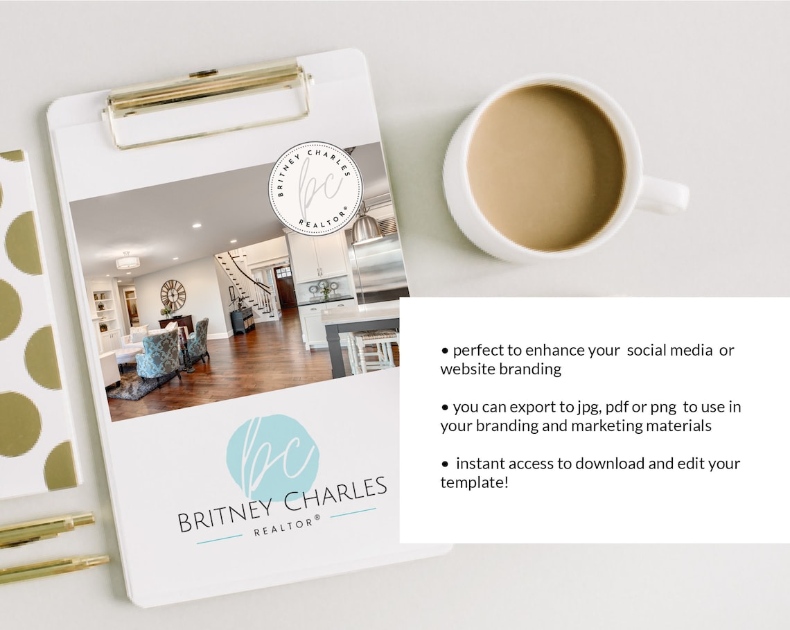 Rose Gold Realtor Logo Signature Logo Design Modern Real - Etsy