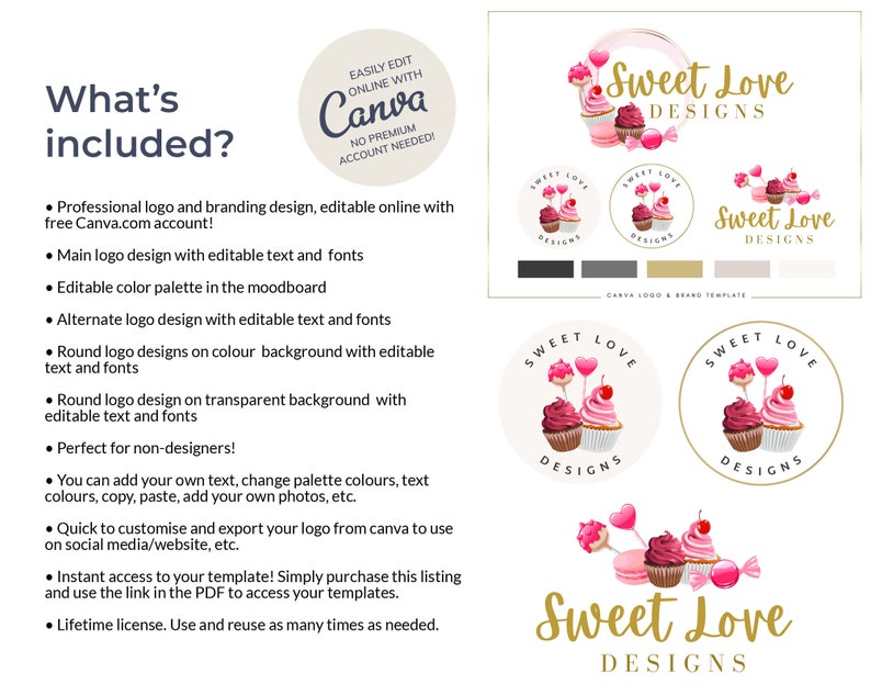 Bakery Logo Design Desert Table Logo Sweets Branding Design - Etsy