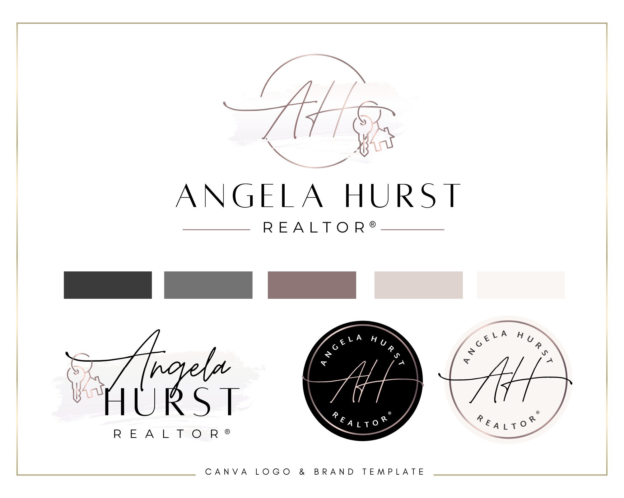 Rose Gold Realtor Logo House Logo Design Modern Real Estate - Etsy UK