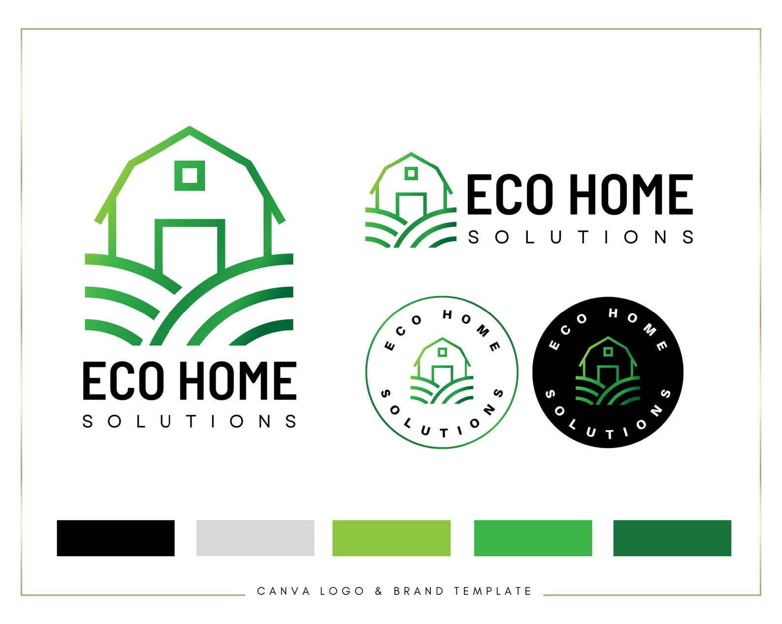 Green Barn House Logo: Eco Home Branding Canva Template (PDF Download ...