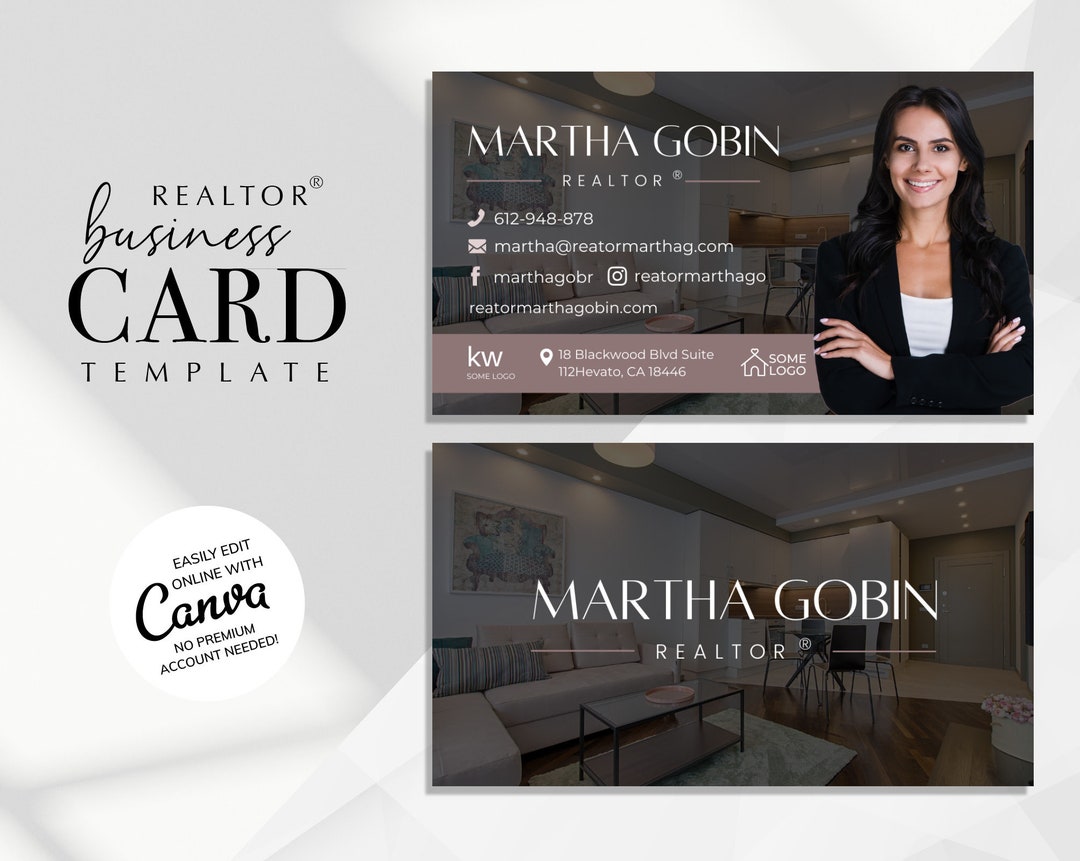 Realtor Business Card Template, Canva Card Design, Real Estate Business ...
