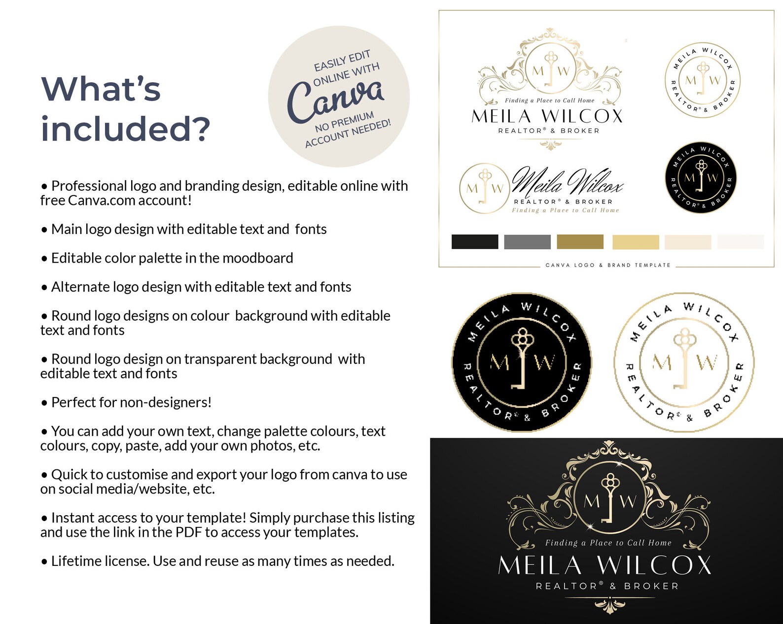 Realtor Logo and Branding Design Template Canva Real Estate - Etsy