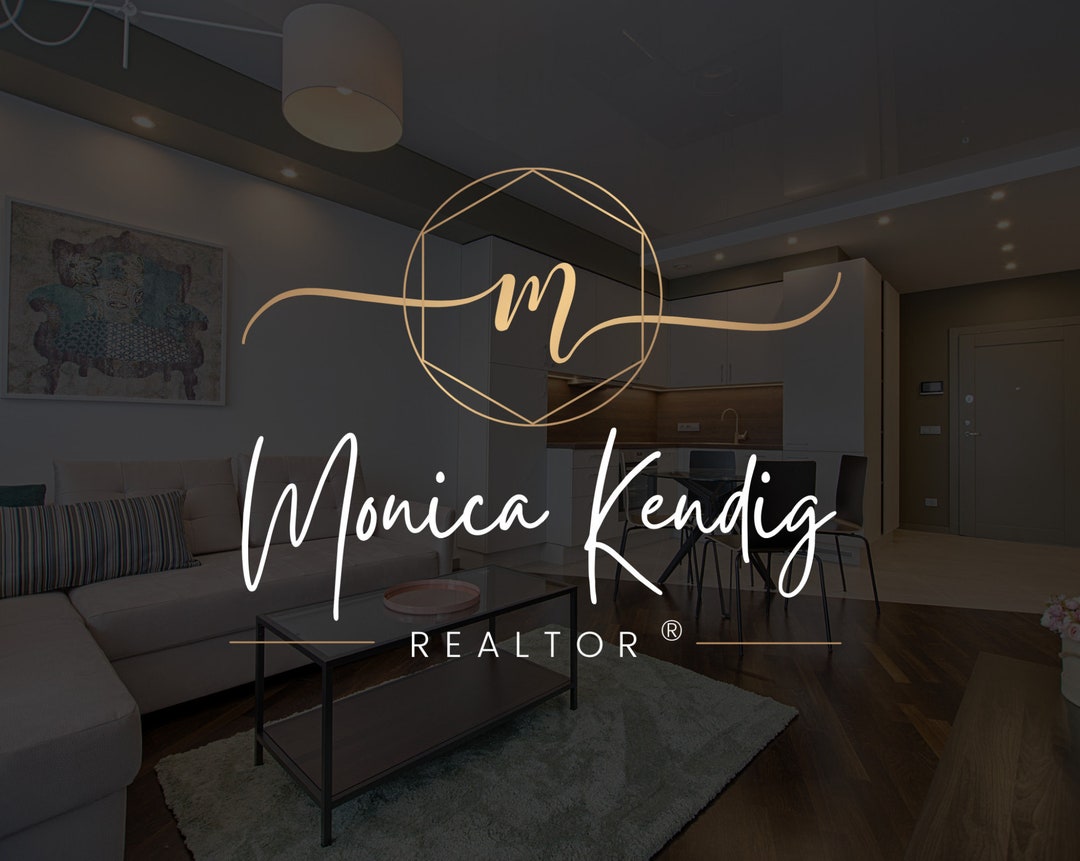 Gold Monogram Realtor Logo, Modern Real Estate Logo Design, Property ...