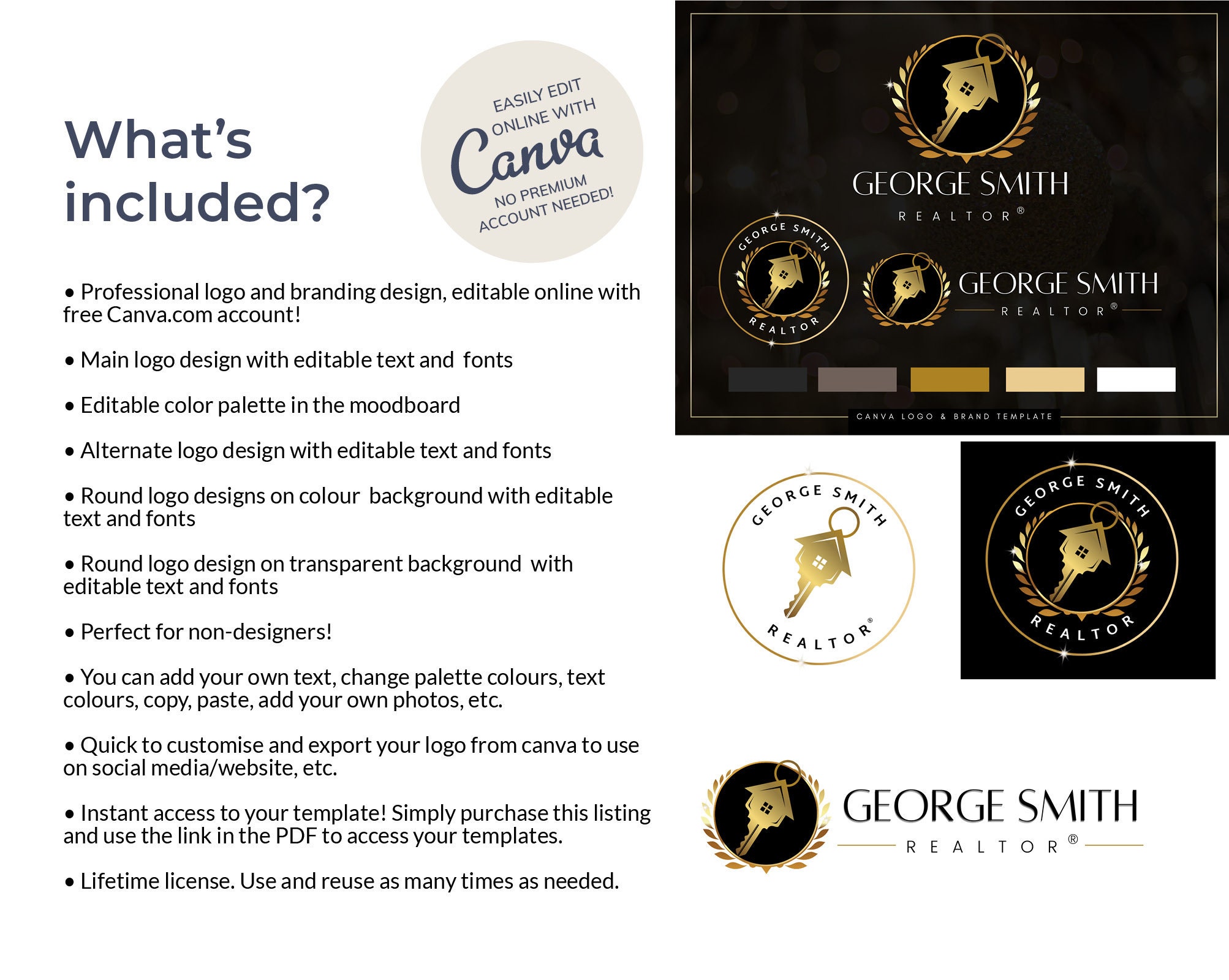 Gold Realtor Logo Signature Logo Design Real Estate Logo - Etsy