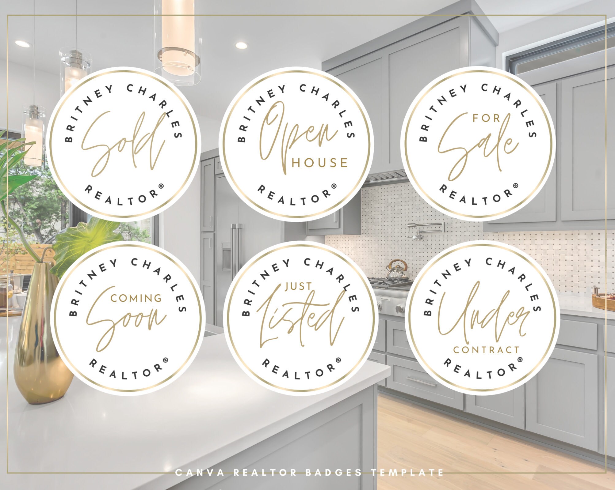 Realtor Labels Design Template Watermark Badges Real Estate - Etsy