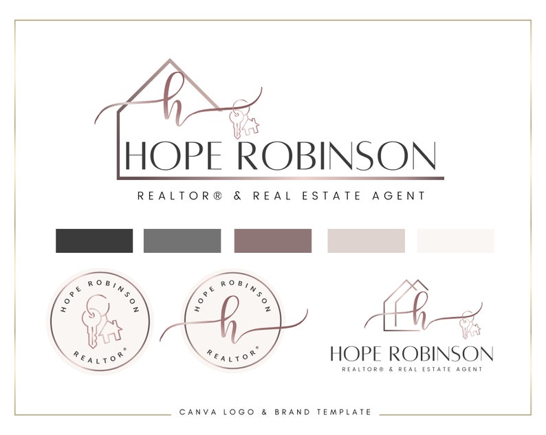Rose Gold Realtor Logo House Logo Design Modern Real | Etsy