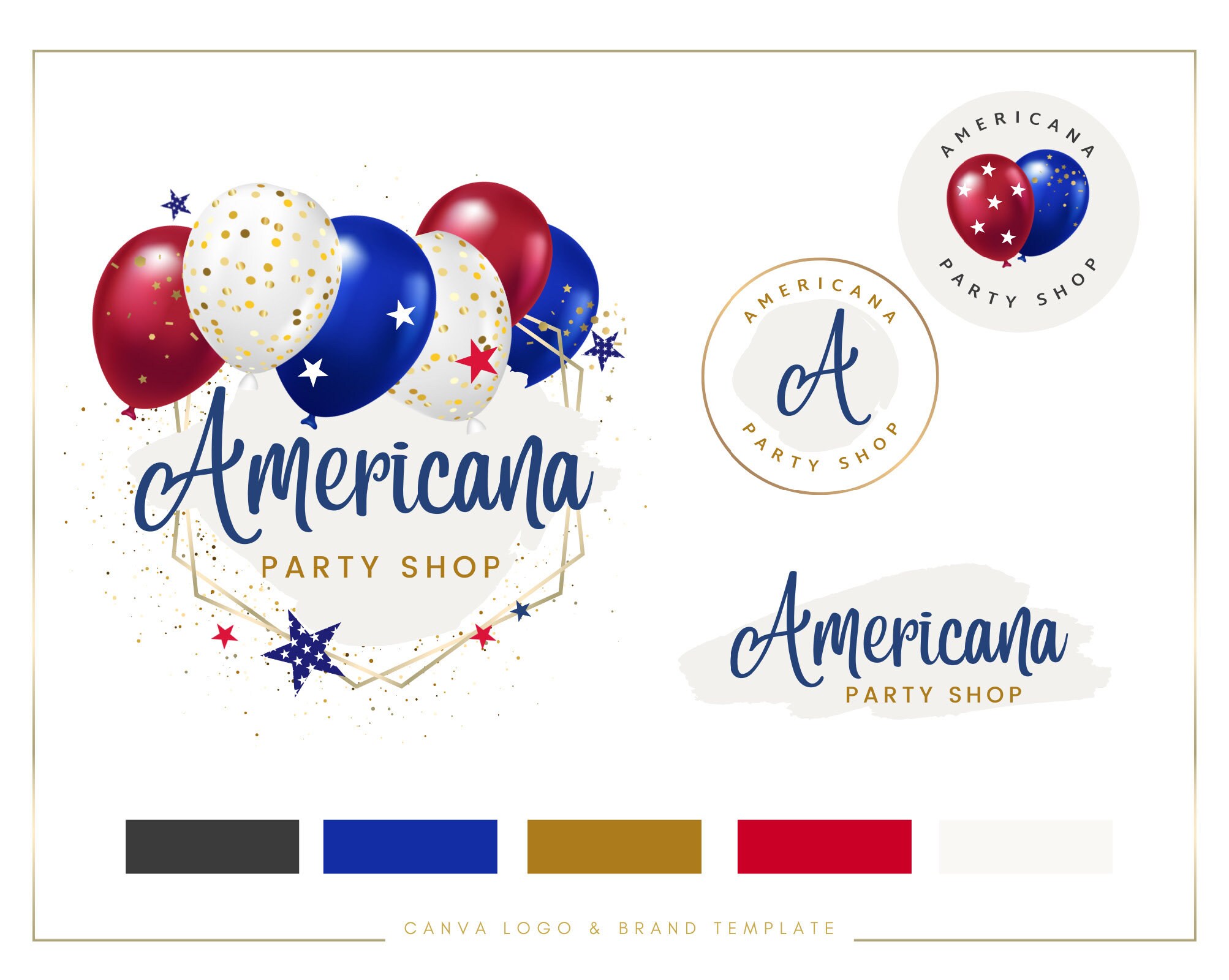 American Party Logo Balloons Logo Design US Flag Template - Etsy
