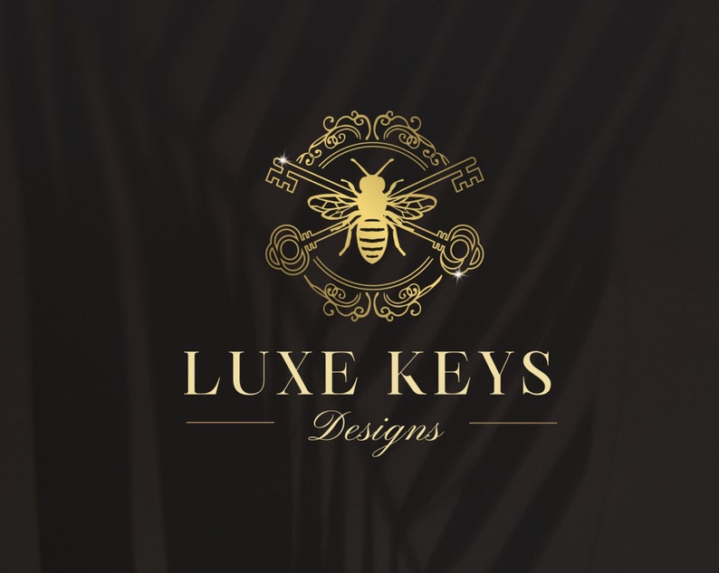 Bee and Keys Logo Design Gold Bee Logo Template Investment - Etsy