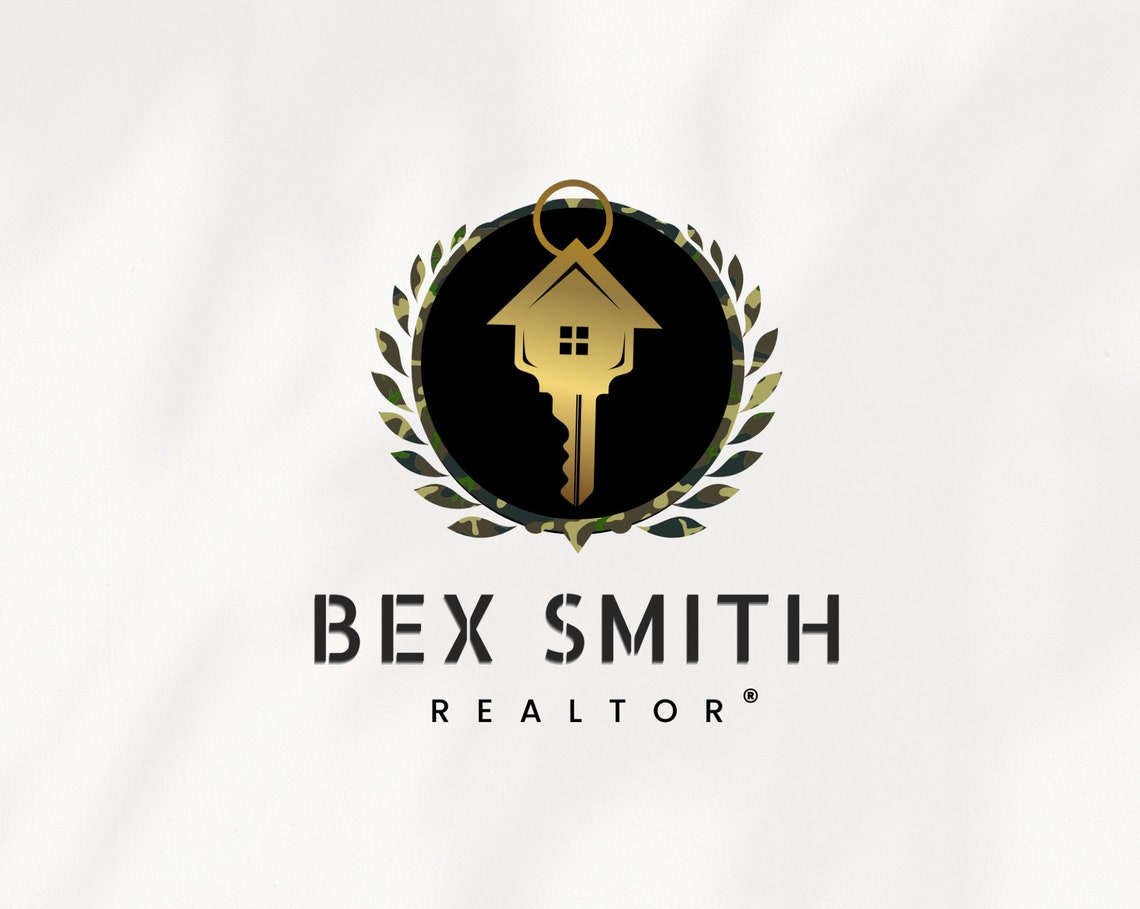 Military Realtor Logo: Gold Key Camo Design (canva Template) - Etsy