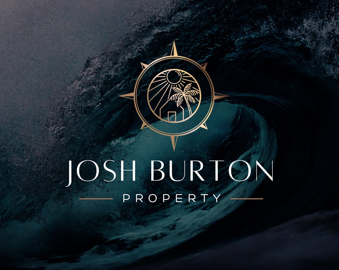 Beach House Logo: Nautical Real Estate Branding Canva Template - Etsy