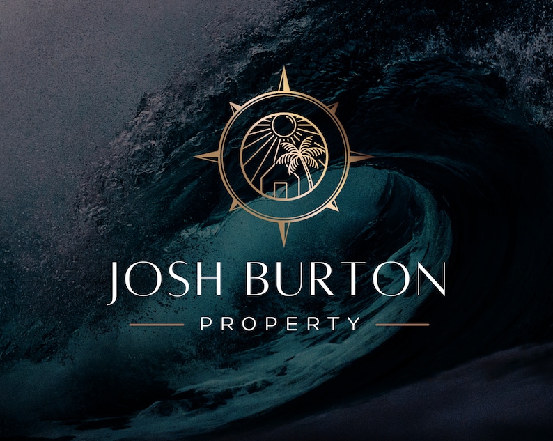 Nautical Compass Logo Design: Tropical Real Estate Branding (canva ...