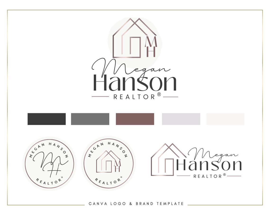 Rose Gold Realtor Logo Modern House Real Estate Logo - Etsy