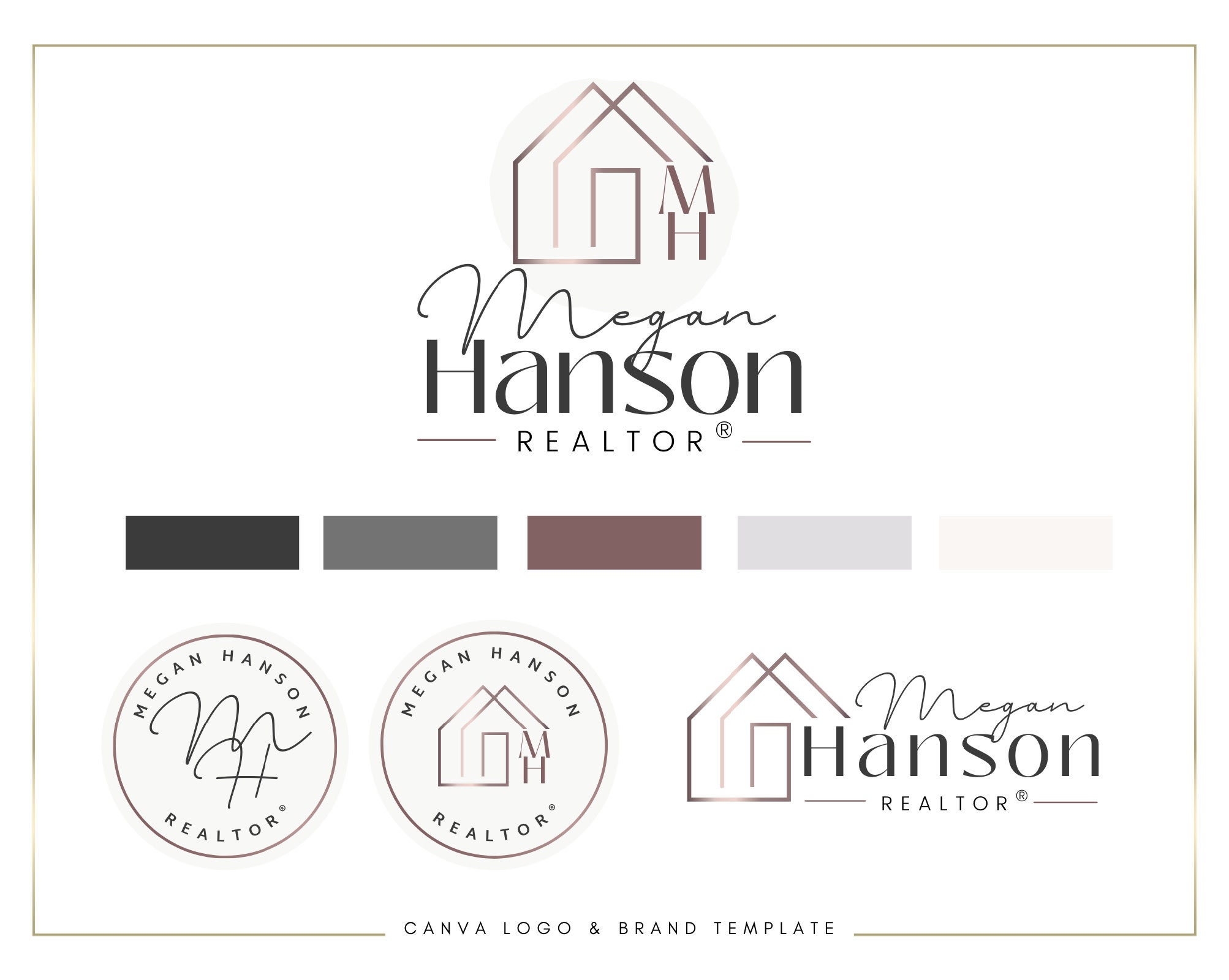 Rose Gold Realtor Logo Modern House Real Estate Logo - Etsy