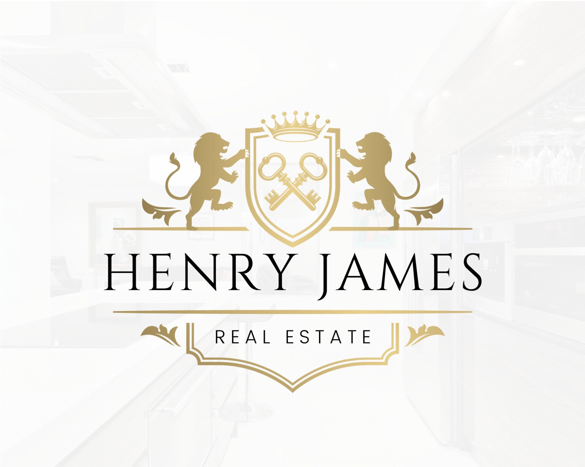 Luxury Realtor Logo: Gold Lion & Keys Branding (canva Template) - Etsy
