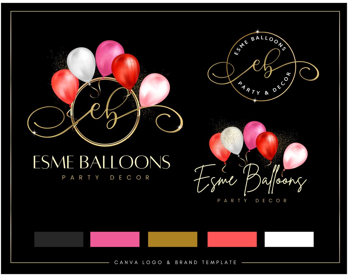 Balloon Logo Design Party Decor Logo Template Event - Etsy