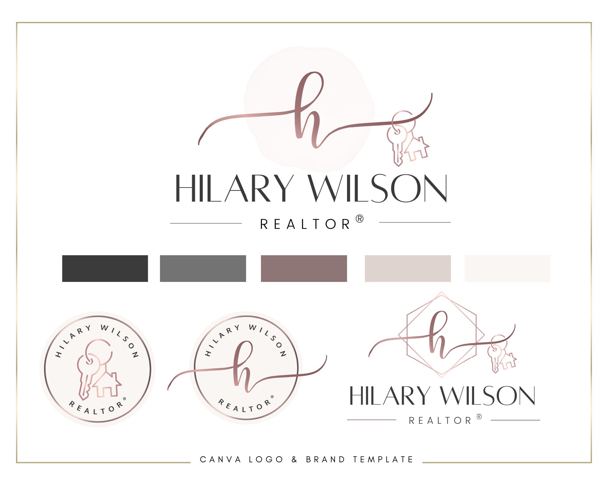 Rose Gold Realtor Logo House Logo Design Modern Real - Etsy