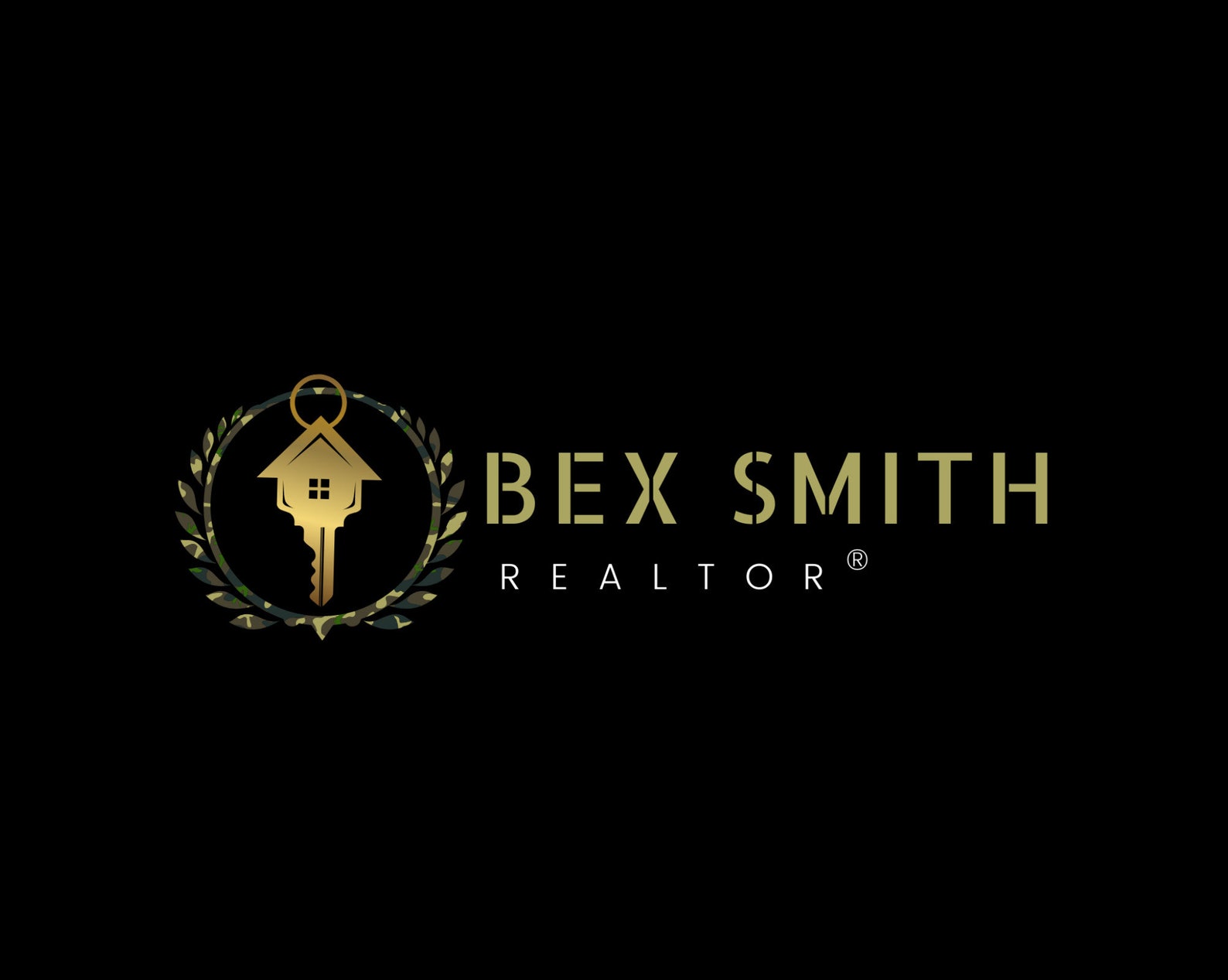 Military Realtor Logo: Gold Key Camo Design (canva Template) - Etsy