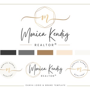 Gold Monogram Realtor Logo, Modern Real Estate Logo Design, Property ...