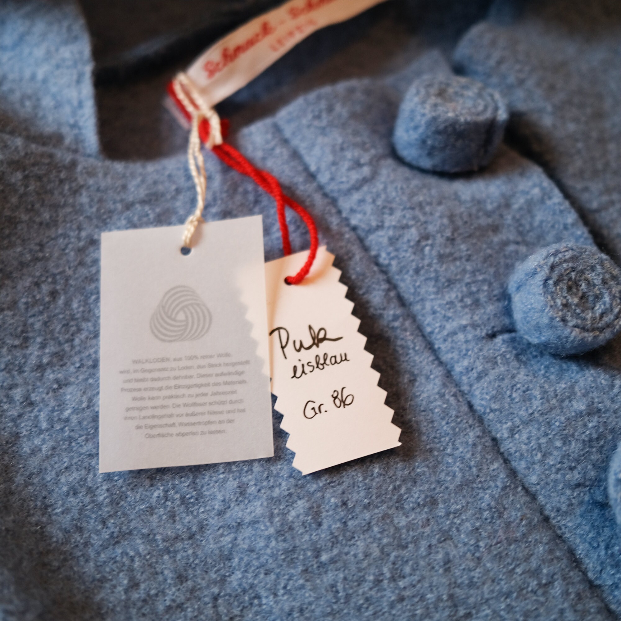 PUK Light Blue Baby Wool Jacket With Hood, Boiled Wool Jacket for ...