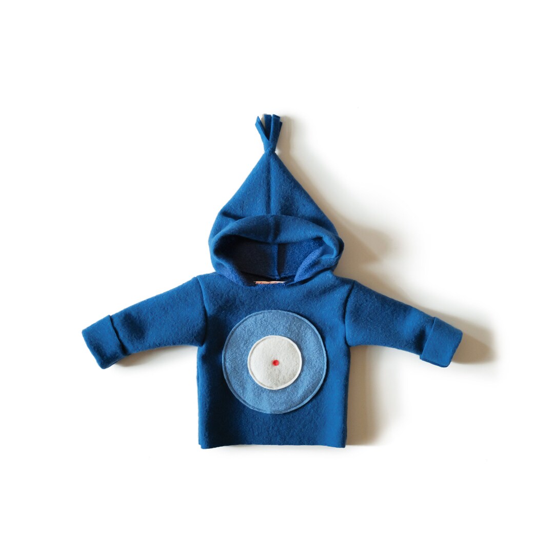 MILO Sky Blue Baby Wool Jumper With Pointed Hood, Hooded Jumper Made of ...