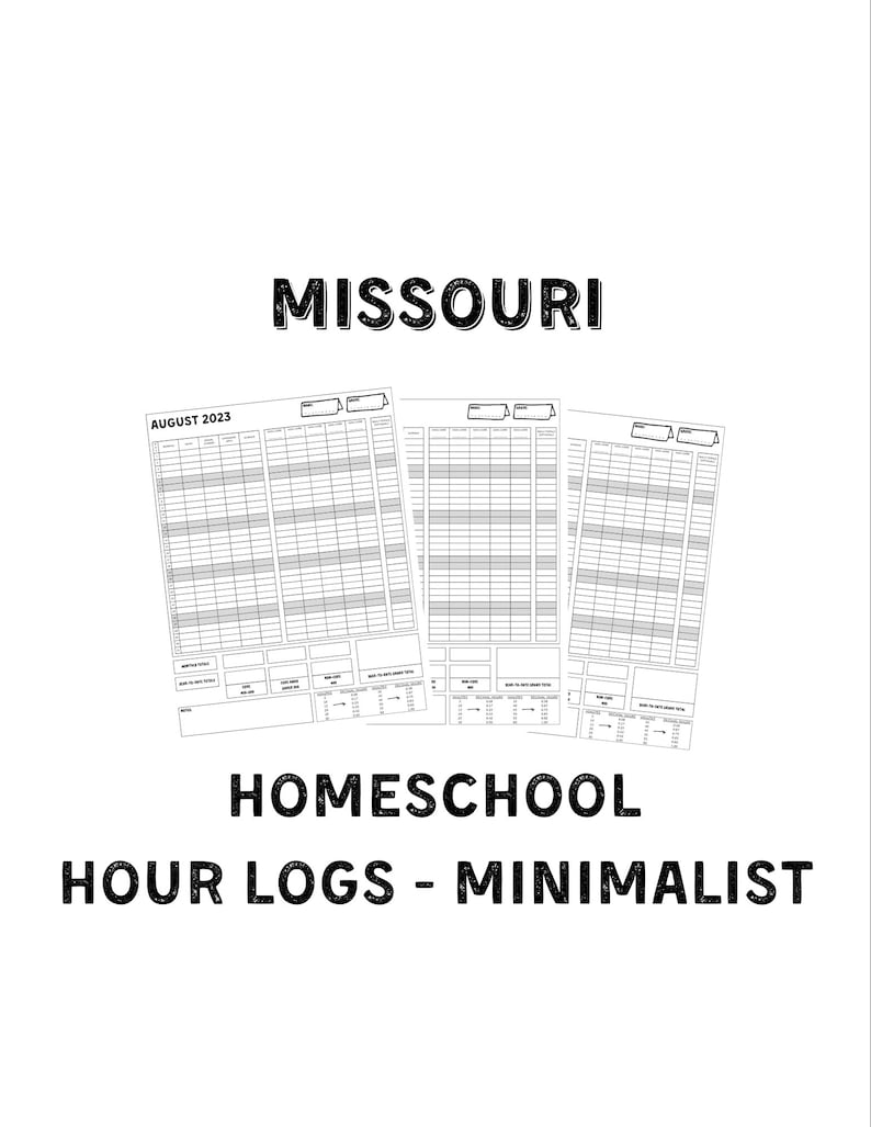 Missouri Homeschool Hour Log 2023-2024 Minimalist - Etsy
