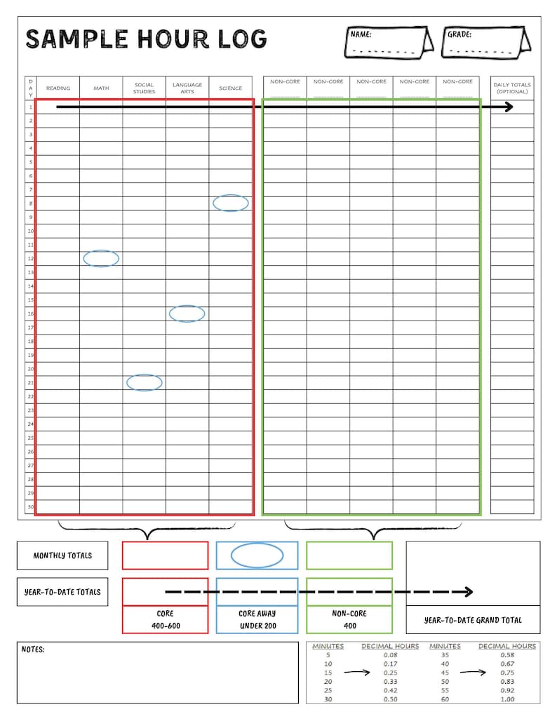 Missouri Homeschool Hour Log 2025-2026 - Seasonal - Etsy