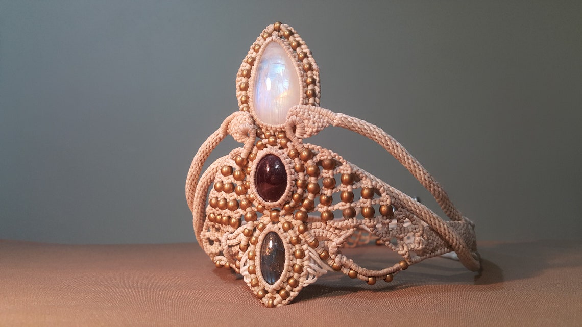 Ruby Crown Moonstone Crown Macrame Crown for Women Hair - Etsy