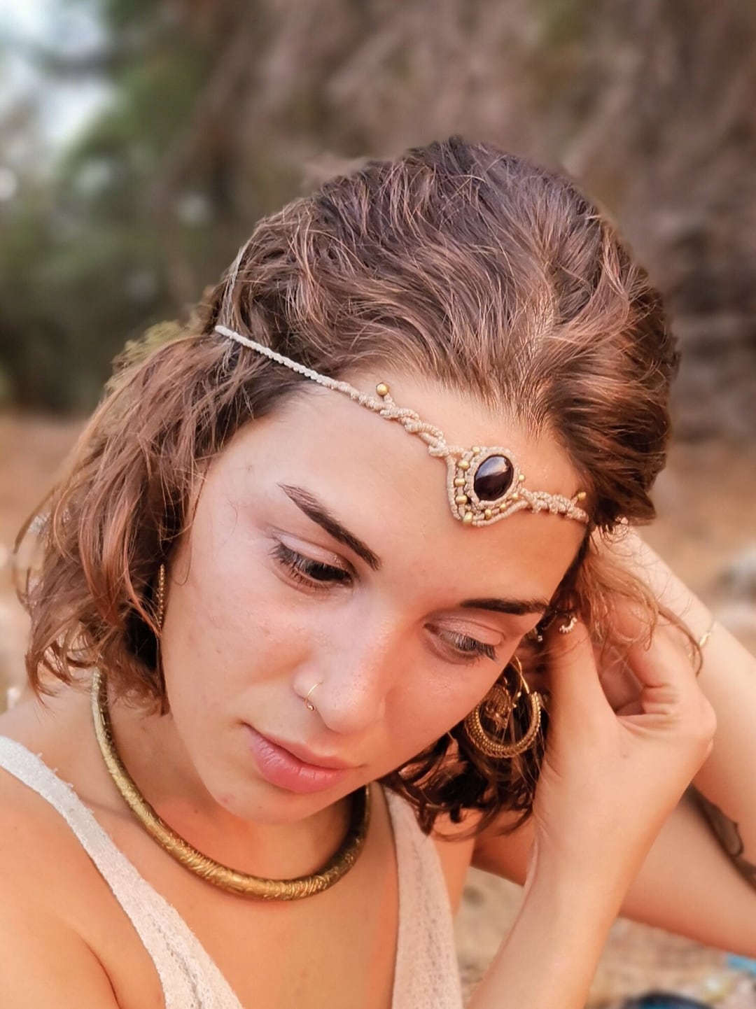 Garnet Tiara Summer Tiara Hair Accessory Macrame Jewelry - Etsy