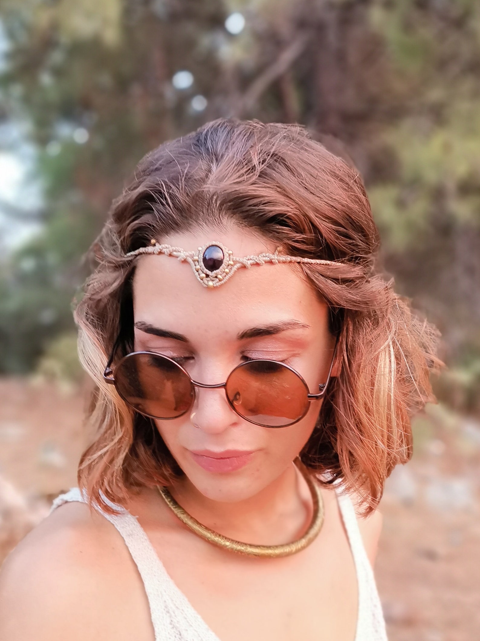 Garnet Tiara Summer Tiara Hair Accessory Macrame Jewelry - Etsy