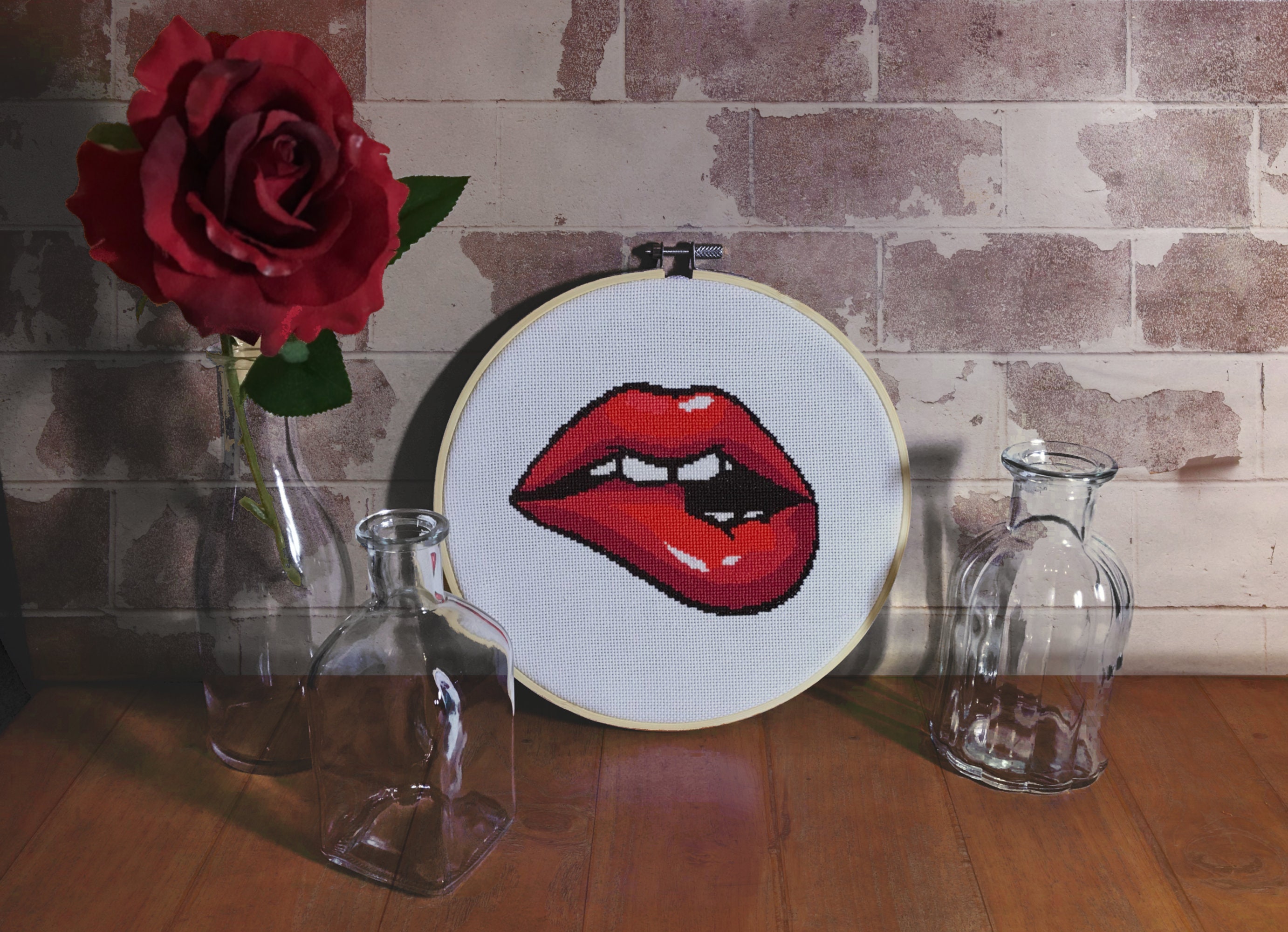 Cross Stitch Pattern Red Lips Instant Download - Etsy
