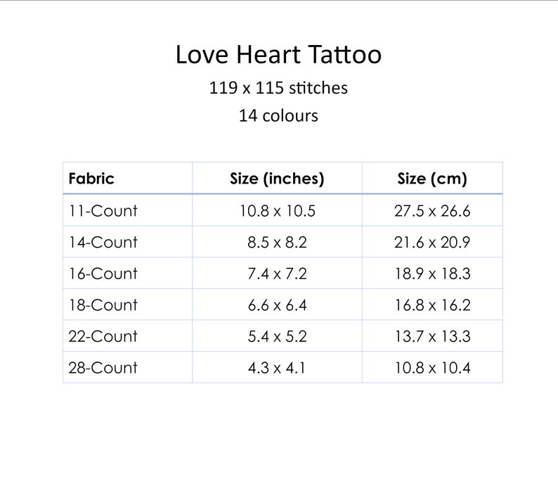 Cross Stitch Pattern, Love Heart, Tattoo Design - Etsy
