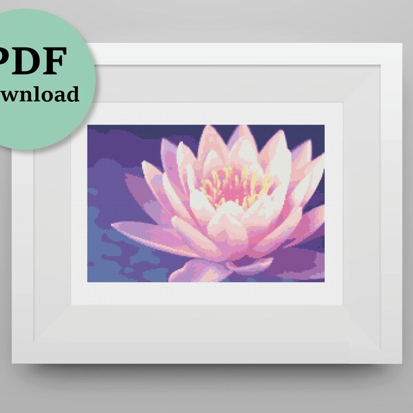 Lotus Cross Stitch - Etsy