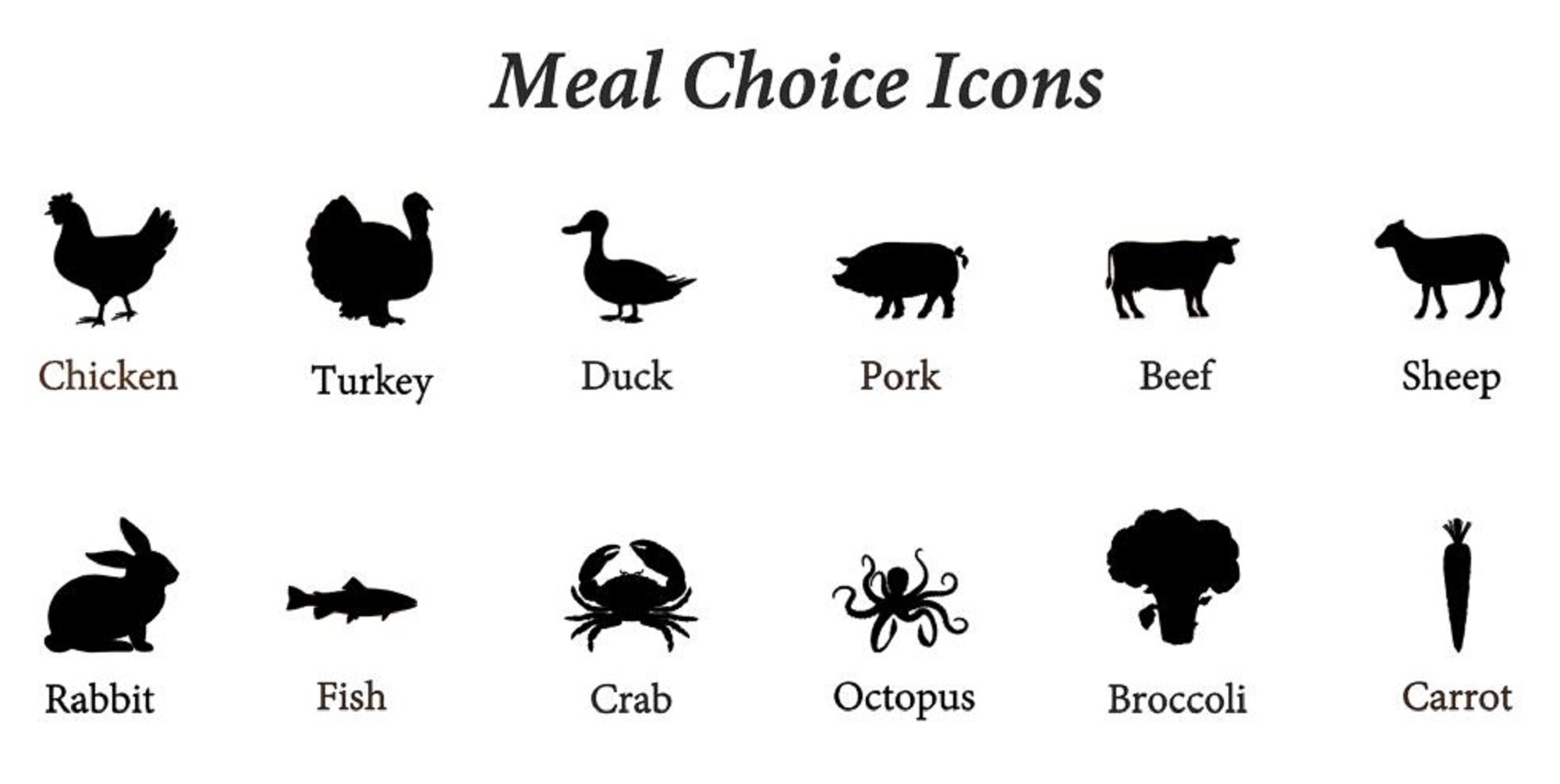 Set of 30 Small Size Meal Choice Stickers,meal Decals,wedding Place ...