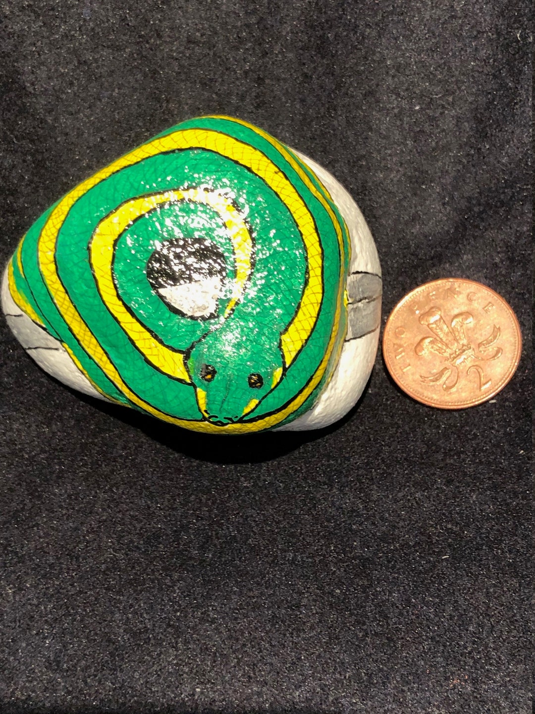 Hand Painted Green Snake Rock/pet Rock/pet Snake/pebble Pet/rock Art ...