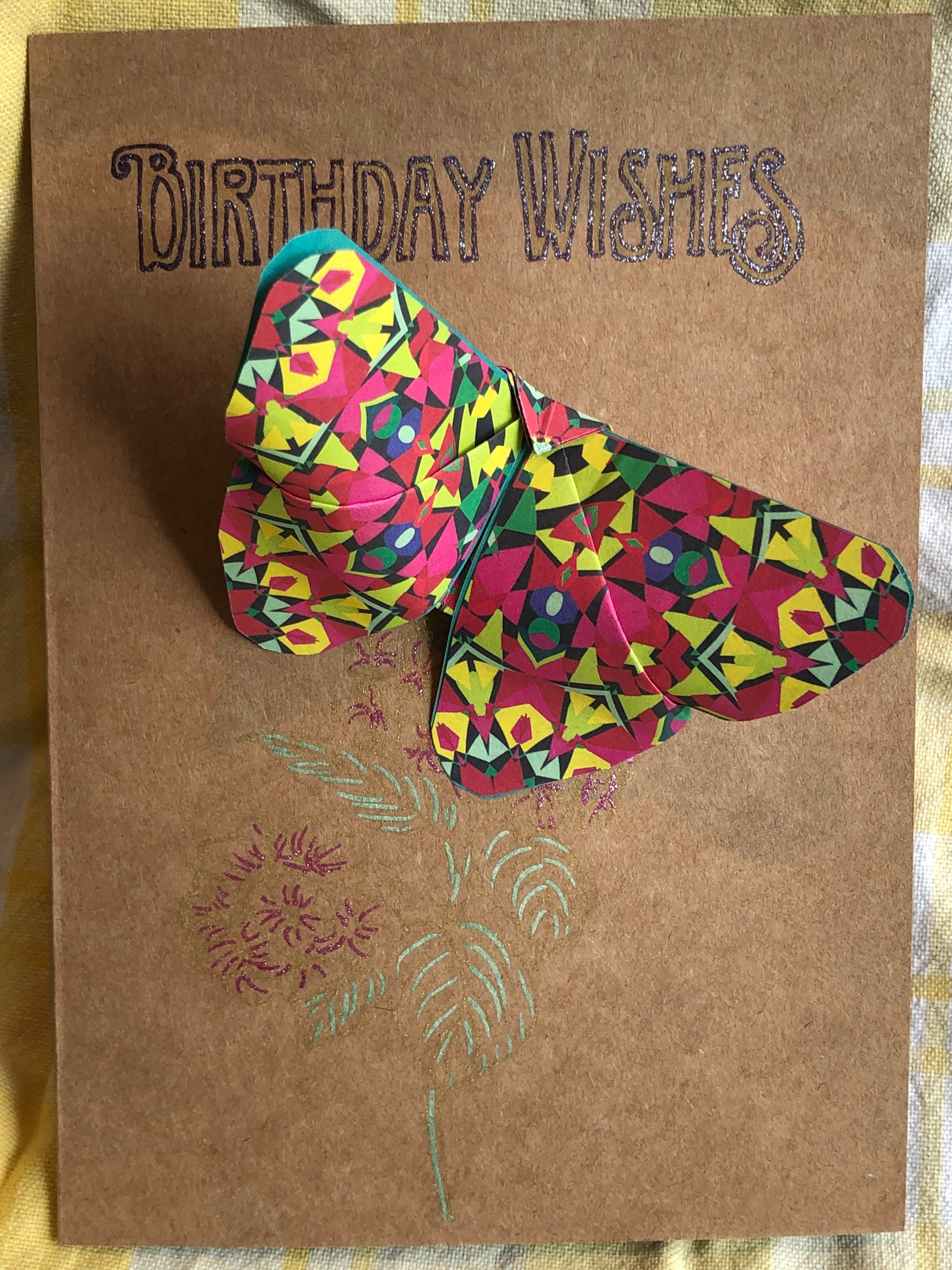 Origami Butterfly Birthday Card/ Origami Birthday Wishes Card - Etsy