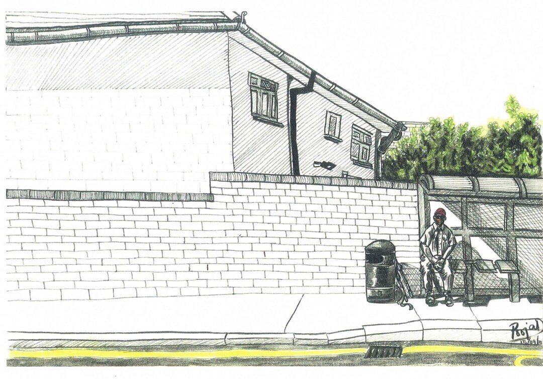 Art Print-man at Bus Stop/caversham Street Art Print/reading Art Print ...