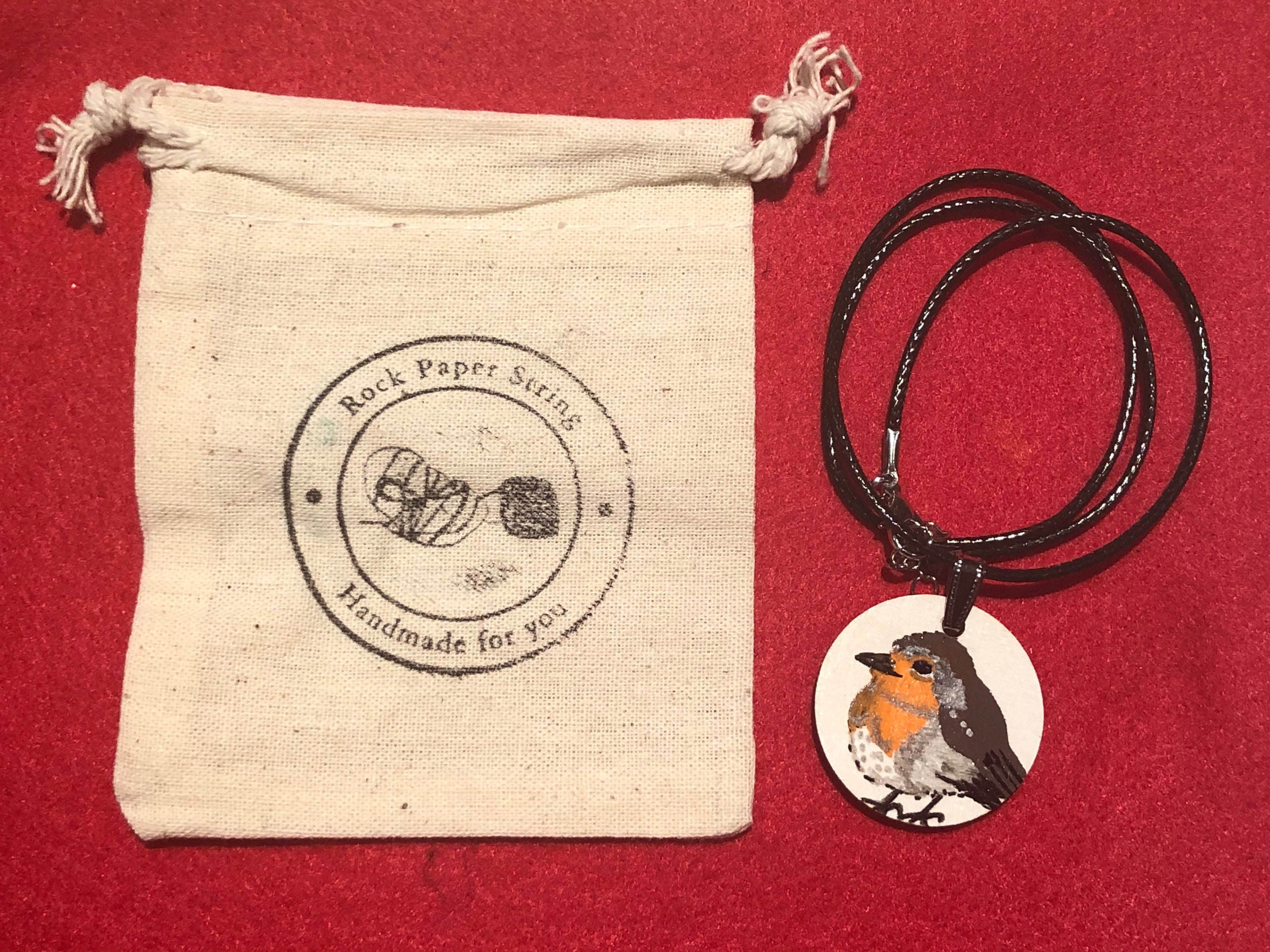 Robin Necklace-wooden Handpainted Robin Pendant With - Etsy UK