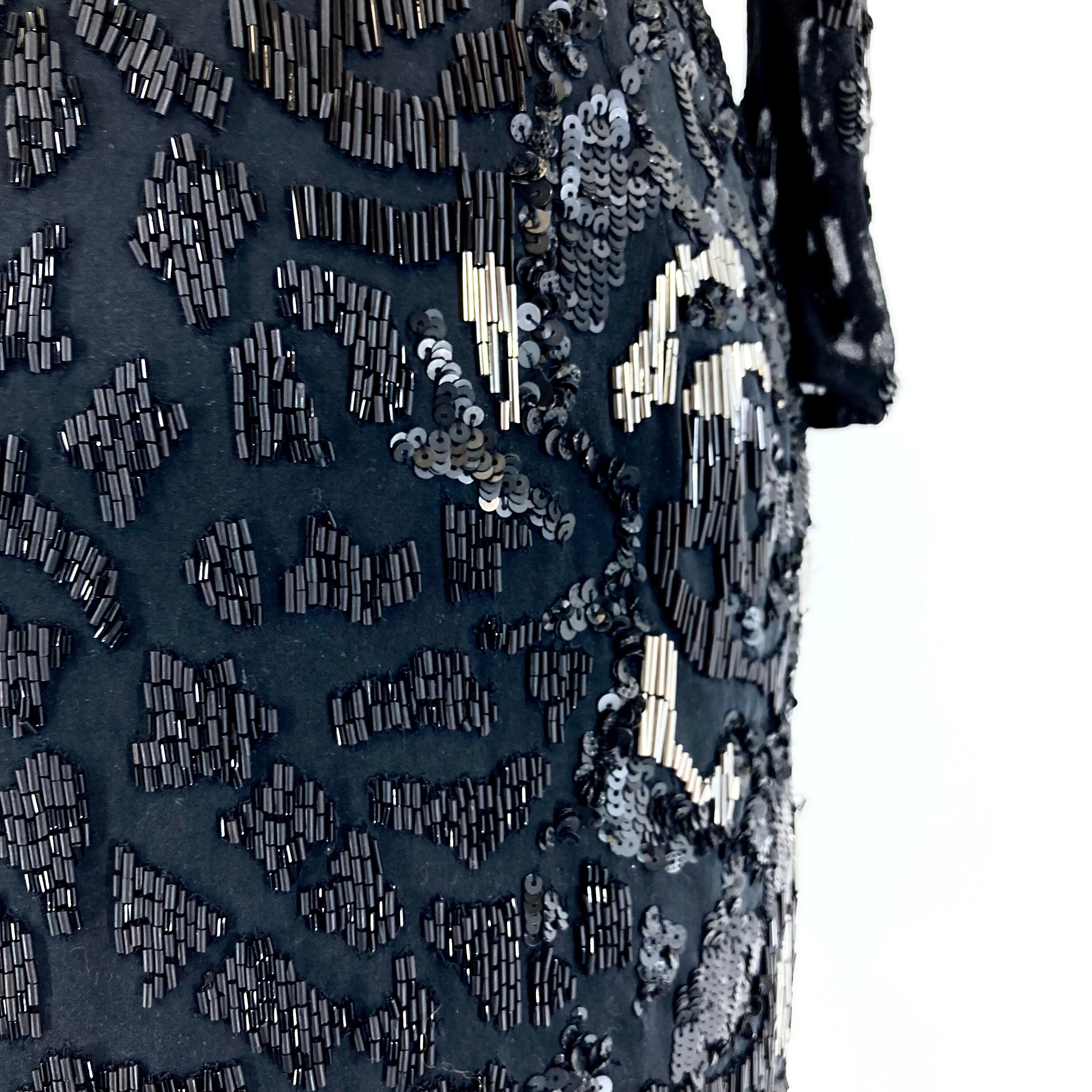 Bead Embellished Dress / Allsaints / Black / Beaded / Sequins / Sheer ...
