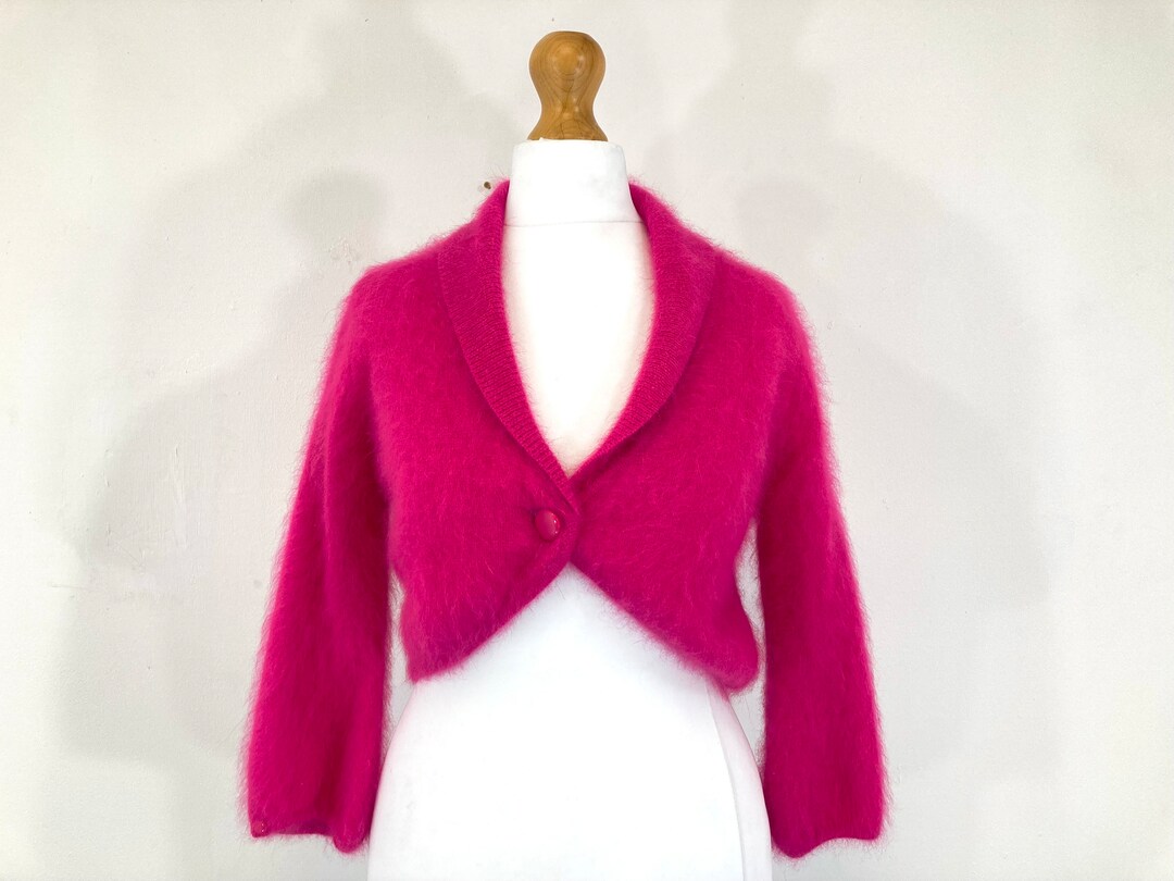 Cropped Cardigan / Monsoon / Pink / Angora / One Button / Modern ...