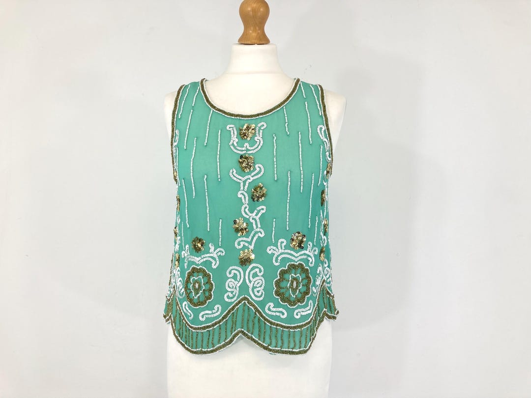 Beaded Vest Top / Monsoon / Maroon / Red / Beads / Flapper / Modern ...