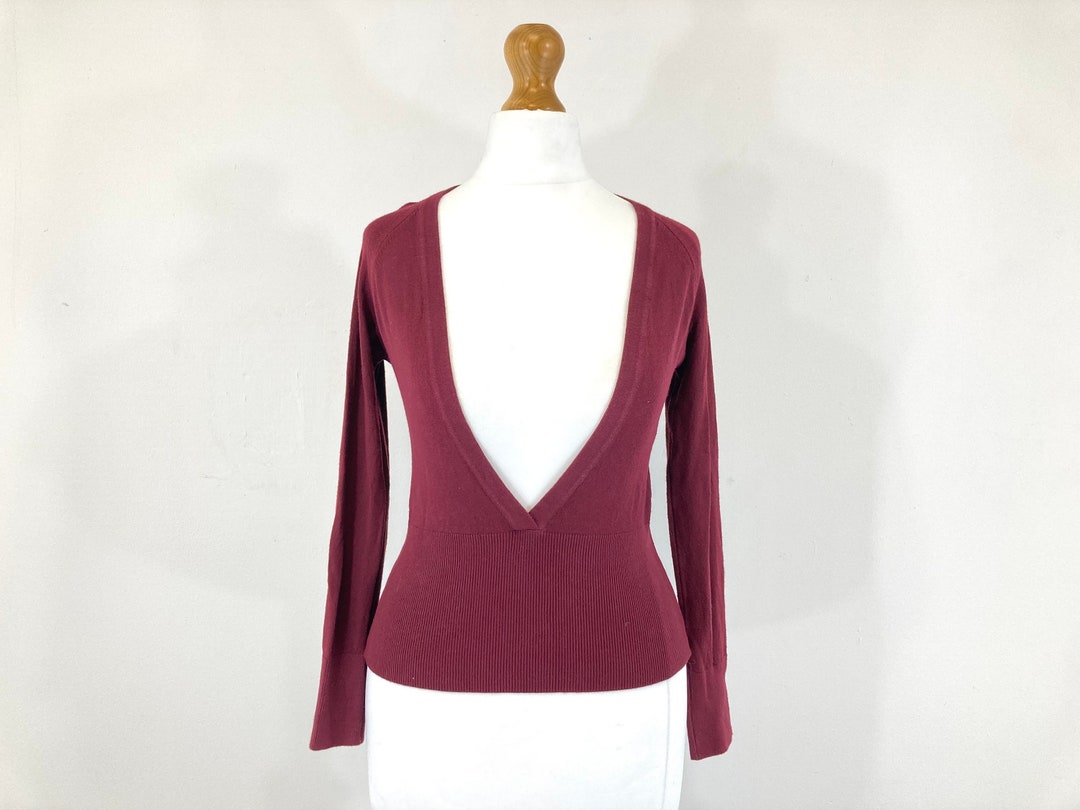 Open Front Jumper / Zara / Red / Maroon / Deep V Neck / Sweater ...