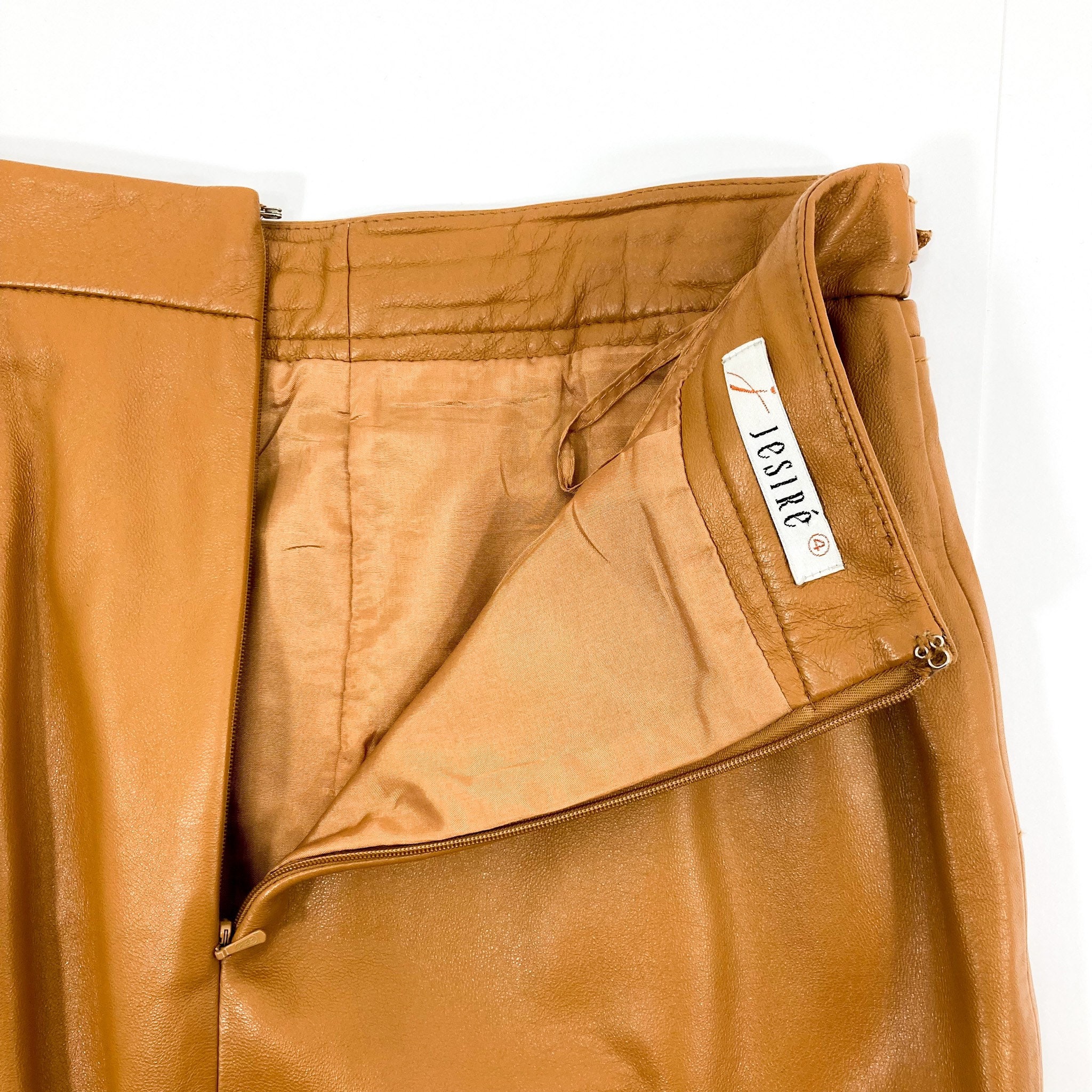 Vintage Leather Skirt / Jesire / Tan / Leather / Vintage / Size 4 - Etsy