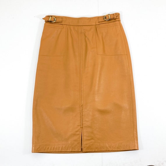 Vintage Leather Skirt / Jesire / Tan / Leather / Vint… - Gem
